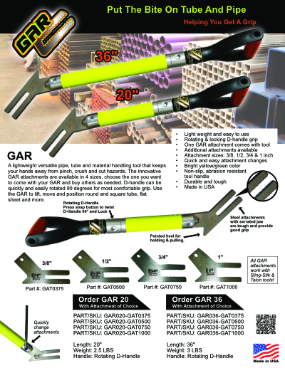 GAR - Lift, Move and Handle Pipe, Tube, Sheet and other Materials Safely