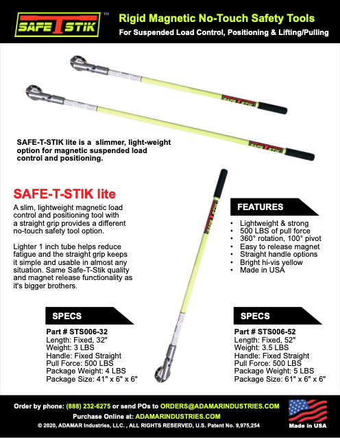 Safe-T-Stik Lite - A Slim, Light Weight, No-Touch Magnetic Load Control ...