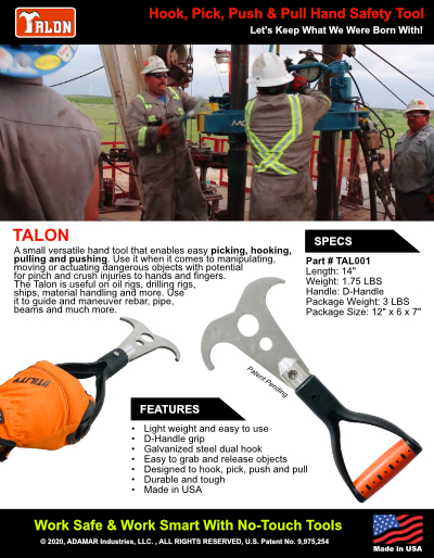 Talon - Dual Hook, Super Strong, Lightweight Hand Safety Tool Used To ...