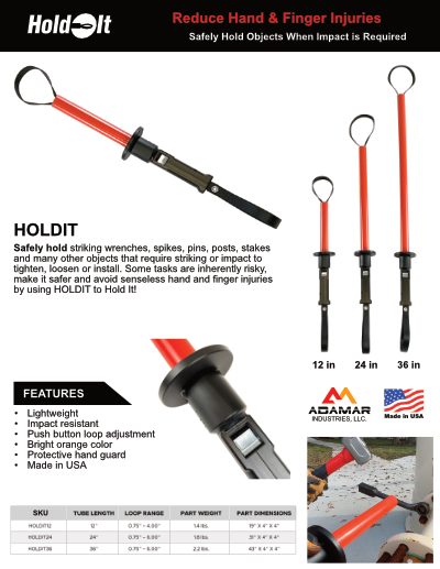 HoldIt - No More Hand Injuries. HoldIt Keeps Hands Out of the Danger Zone.